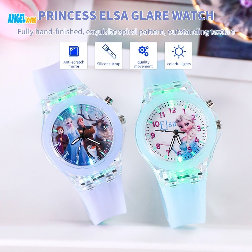 Elsa Watch Kid Watch With Light Watch Frozen Sofia Jam Tangan Frozen ...