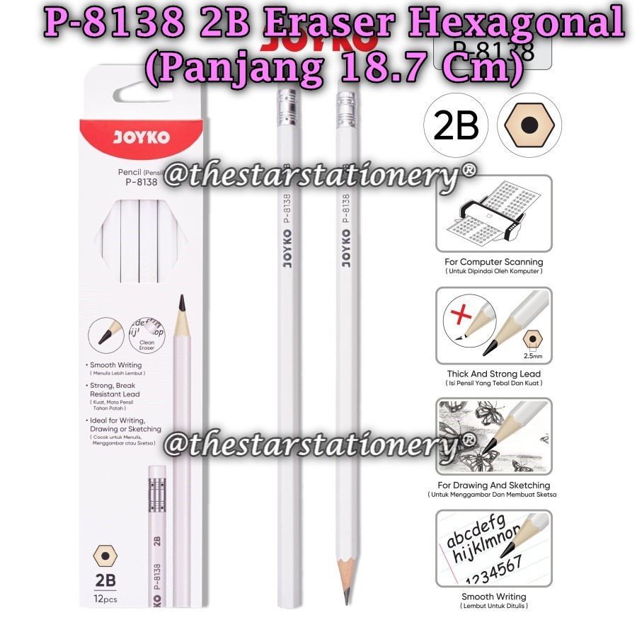 (1 Pack contains 12 Pcs) WHOLESALE Joyko P-8138 2B Pencils / Joyko P ...