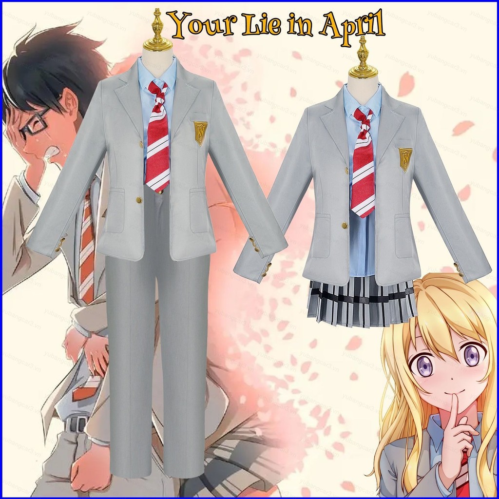 yu3 Your Lie in April Miyazono Kaori Arima Kousei uniform cosplay cloth ...