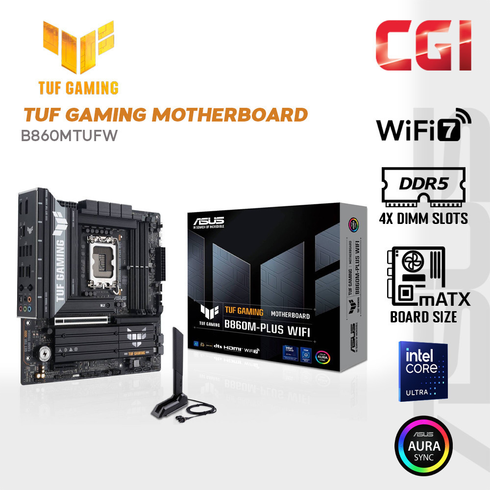 Asus TUF Gaming B860M-Plus-WiFi 8800+ MT/s DDR5 PCIe 5.0 WiFi 7 Windows 11 Aura Sync Motherboard ...