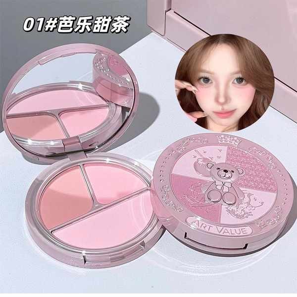 blusher blush Three-color Blush Palette!Little Bear Knight Tricolor ...