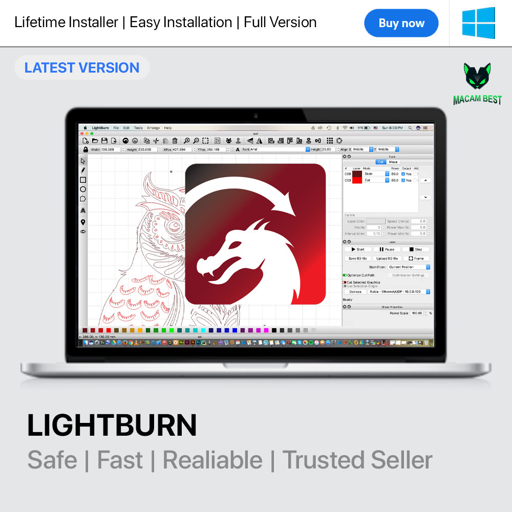 🔥 LATEST LightBurn 1.7 | Premium Software | Easy Install | Shopee Malaysia