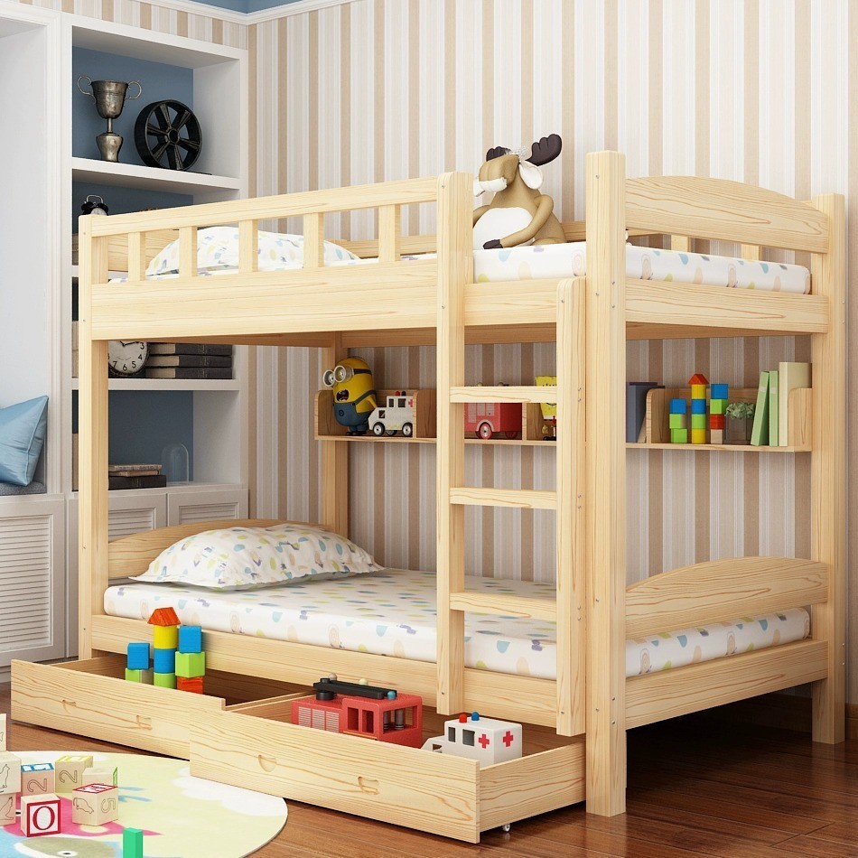 Katil Dua Tingkat Kayu Pejal Kegunaan Rumah Kayu Pine Rangka Katil Dua ...
