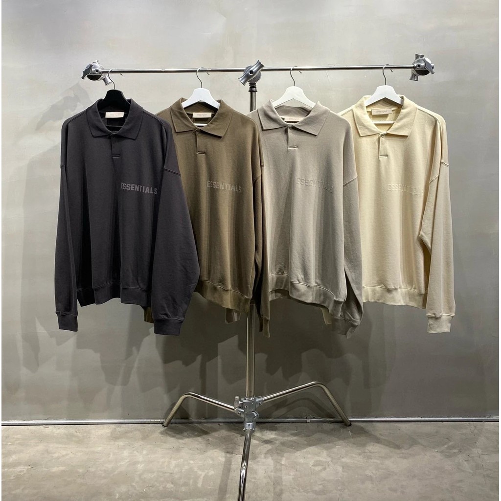 Fear Of God Essentials FW23 Season 8 Long Sleeve POLO Shirt Letter logo ...