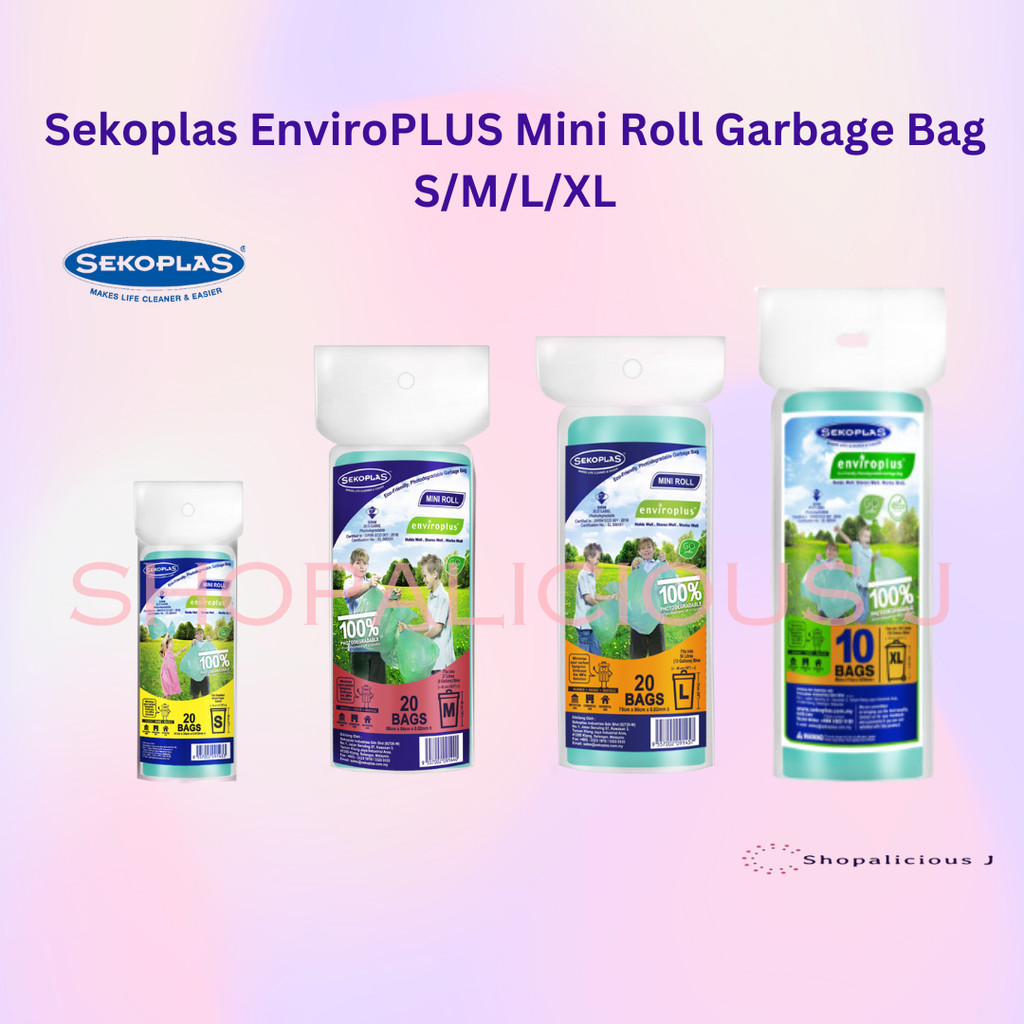 Sekoplas Enviroplus Mini Roll Garbage Bag / Rubbish Bag / Plastik Sampah / Beg Sampah - (S/M/L ...