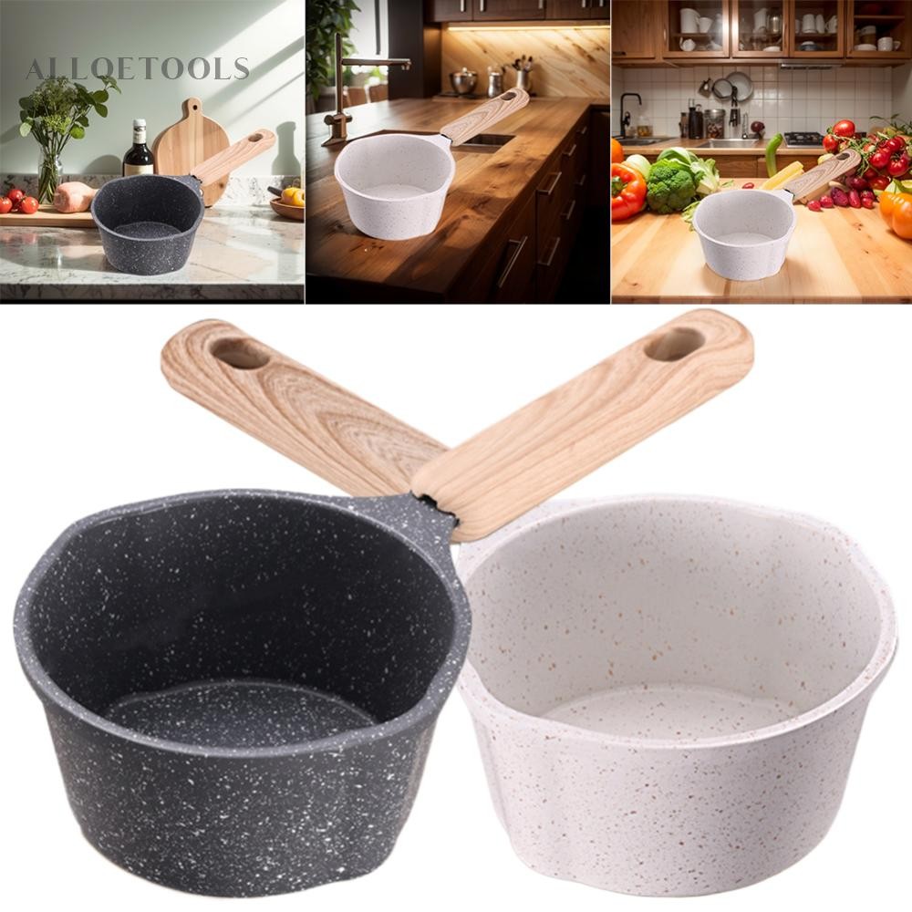 Milk Pan Wooden Handle Hot Oil Pan Mini Boiling Pan for Outdoor ...