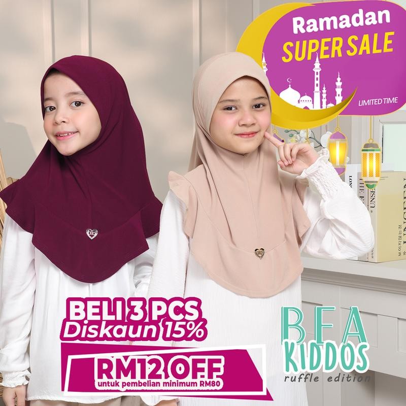 Bea Kiddos Ruffle Edition by Bea Hijab | Shopee Malaysia