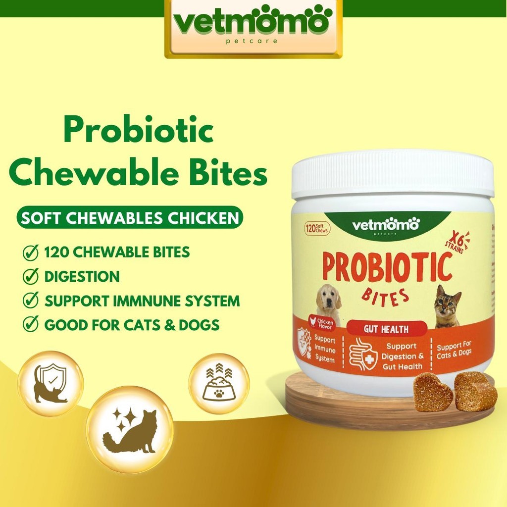 Vetmomo Probiotic & Hair Ball Chewable Bites for Cat and Dogs Vetmomo ...