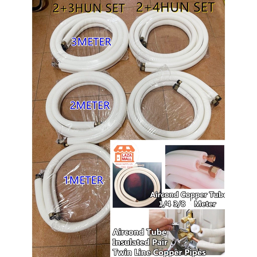 Aircond Copper + Aluminium Tube Pipe Twin 1M 2M 3Meter 2/3/4Hun Air ...