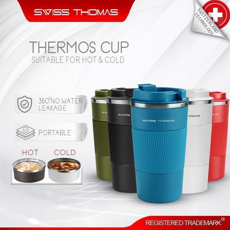 Swiss Thomas Stainless Steel 304 Car Coffee Thermos Cup Leak-Proof Lid ...