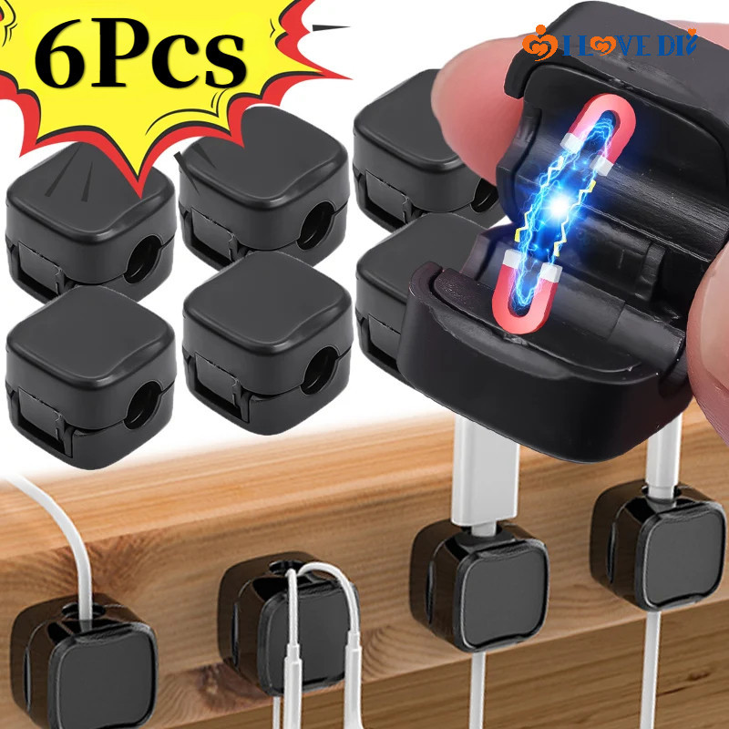 6Pcs Magnetic Cable Clips Self-Adhesive USB Charging Line Holders ...