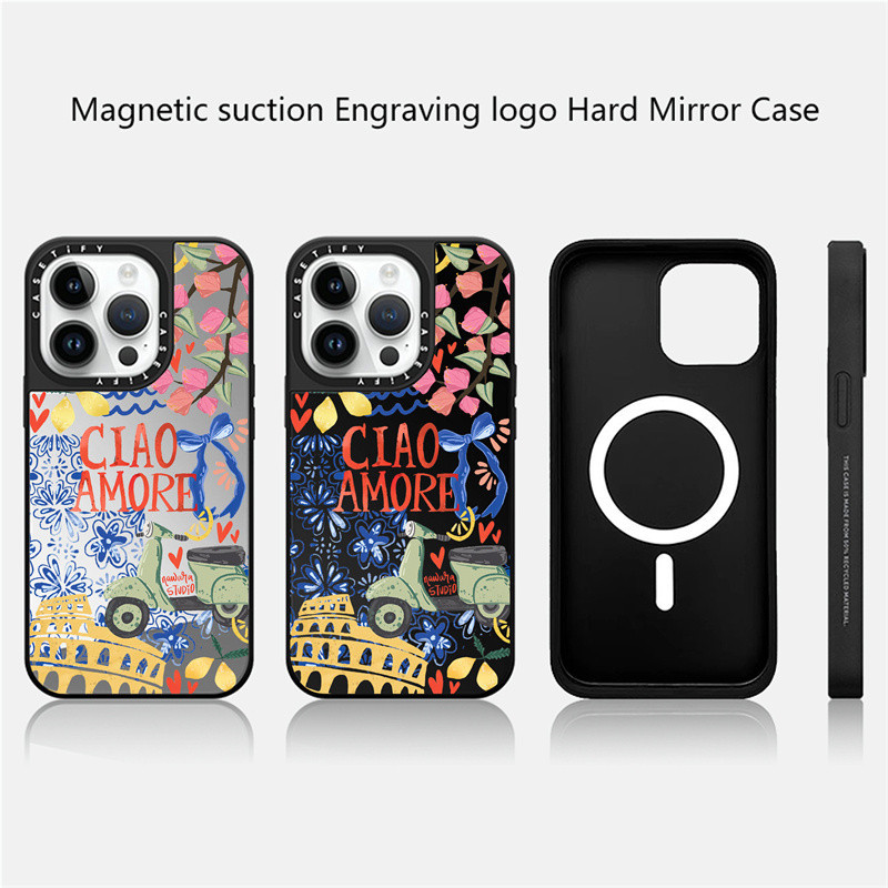 CASECASE X CIAO AMORE Magnetic suction Black Mirror Matter Black Casing ...