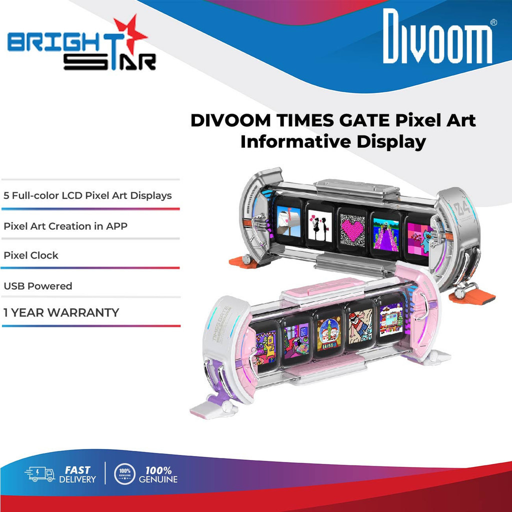 DIVOOM TIMES GATE PIXEL ART Informative Display - Silver/Pink | Shopee ...