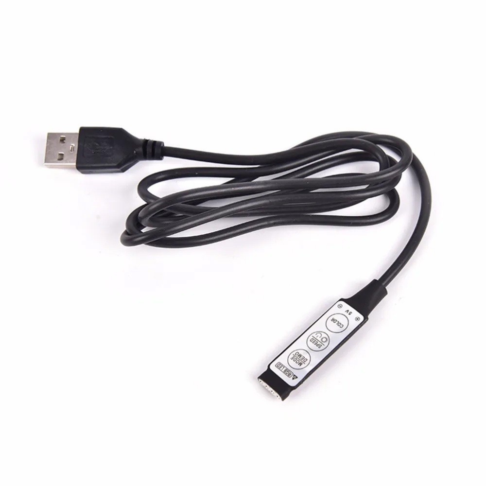 0.5m 1m RGB Controller 5V USB Connector Cable 4pin Line Dimmer 3 Keys ...