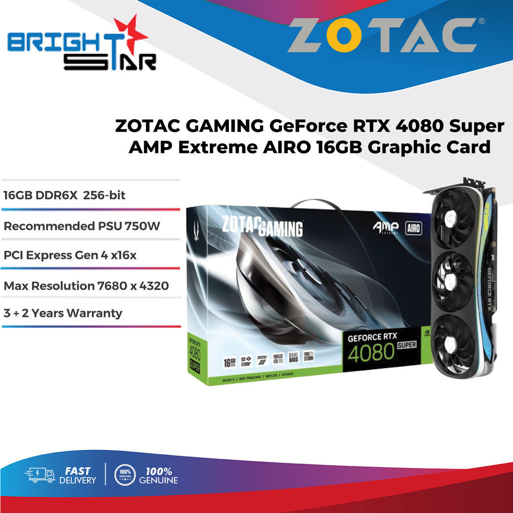 ZOTAC GAMING GeForce RTX 4080 Super AMP Extreme AIRO 16GB Graphic Card ...
