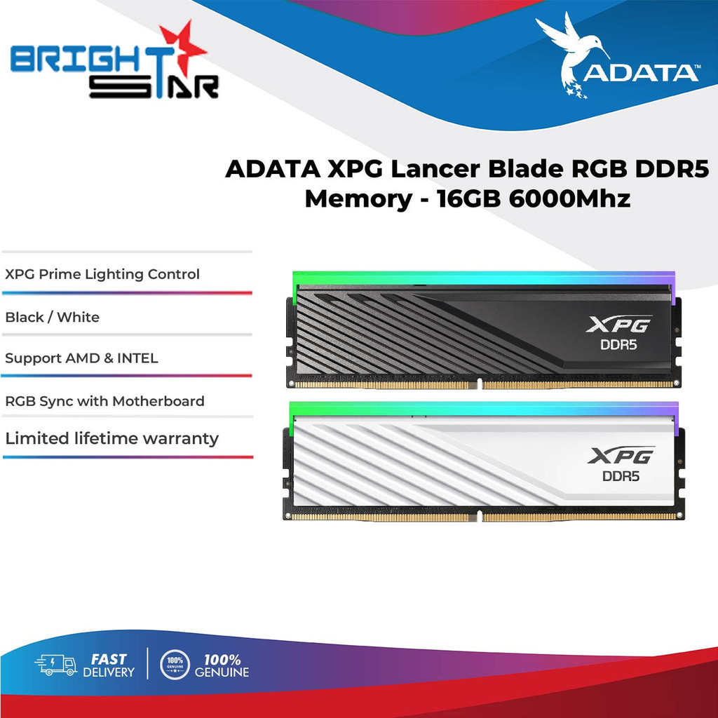 ADATA XPG Lancer Blade RGB DDR5 Memory 16GB (16x1) 6000Mhz - Black ...