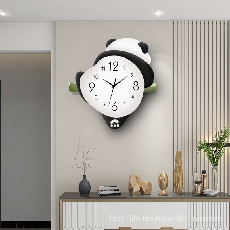 Clock Clock Pendulum Clock Wall Clock Panda Wall Clock Foot Swingable ...