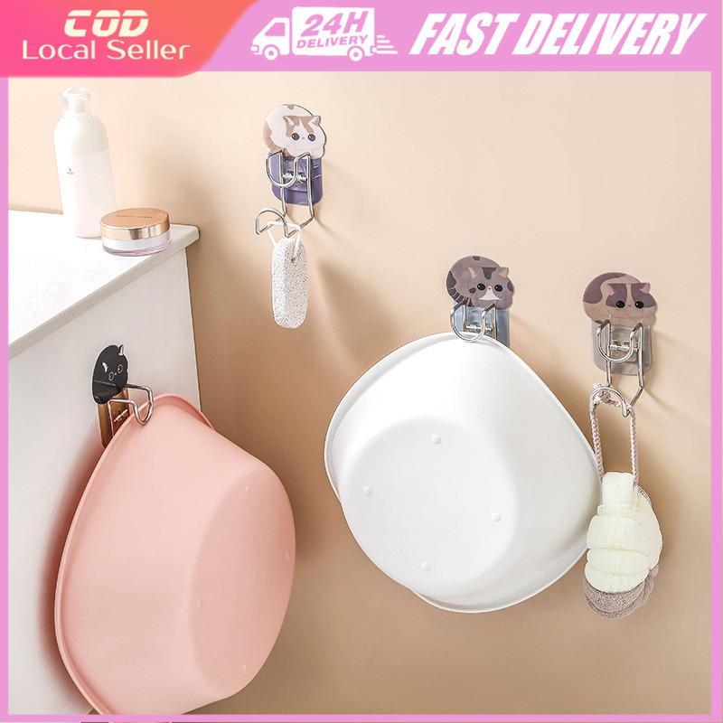 Stainless Steel Washbasin Hook Self Adhesive Wall Mounted Wash Basin ...
