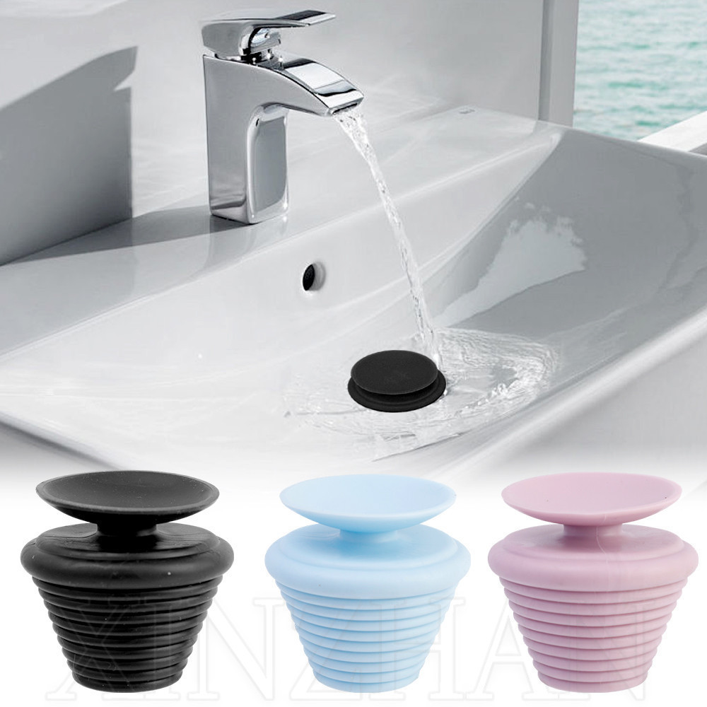 Bathtub Shower Drain Plug - Silicone, Soft, Circle - Black, Pink, Blue ...