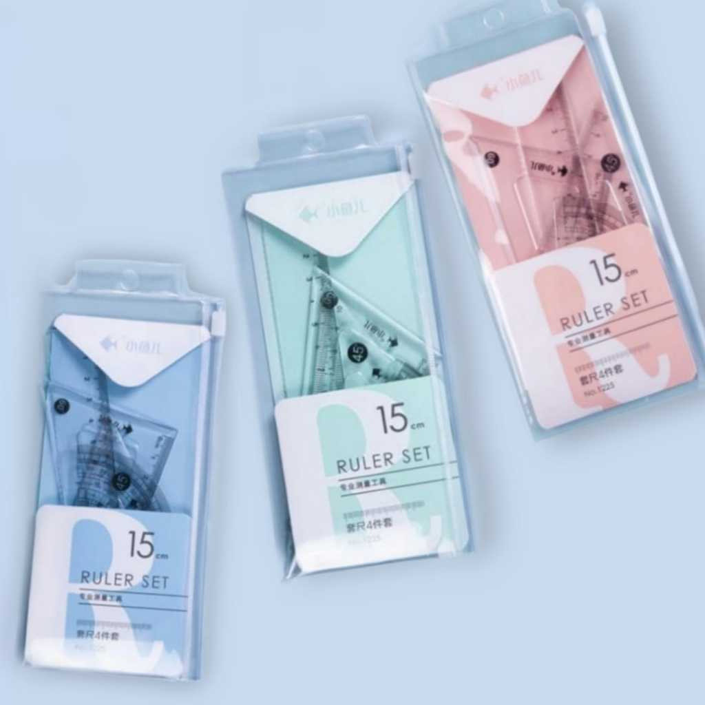 Wholesaleok 4IN1 Ruler Set Zipper Length 15Cm Bow Triangle Clear Cute ...