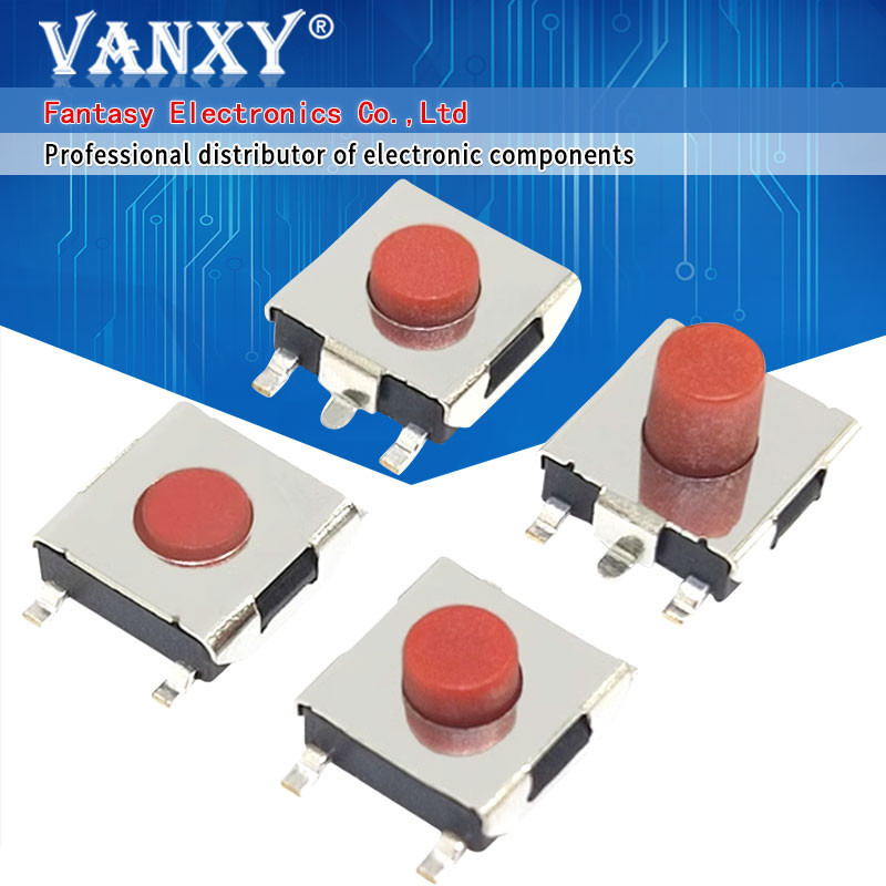 50PCS Tact switch 5PIN 4PIN Red 6*6*2.5 2.7 3.1 3.4 3.7mm SMD switch ...