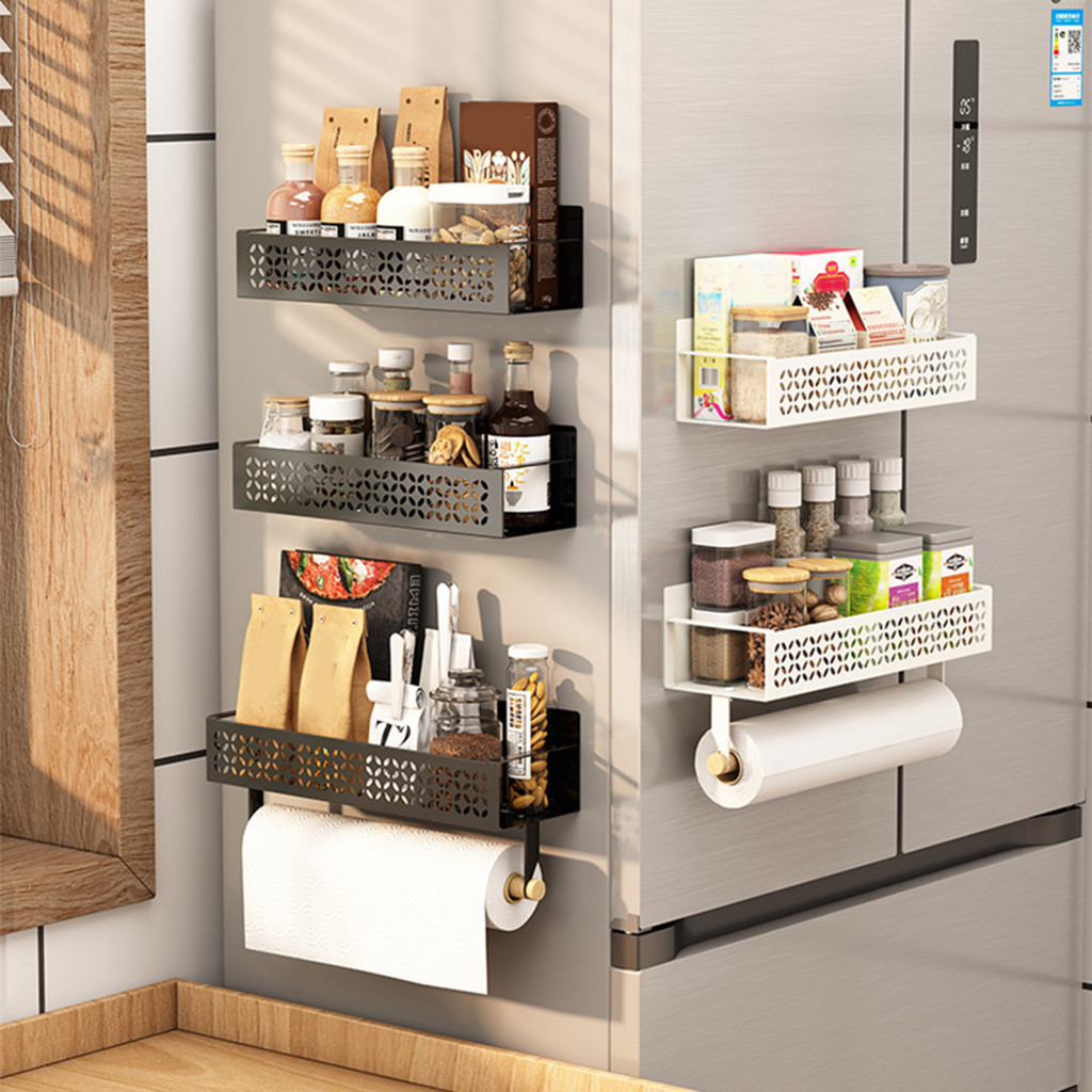 Fridge Door Storage Shelf Multipurpose Magnetic Storage Rack with Paper ...