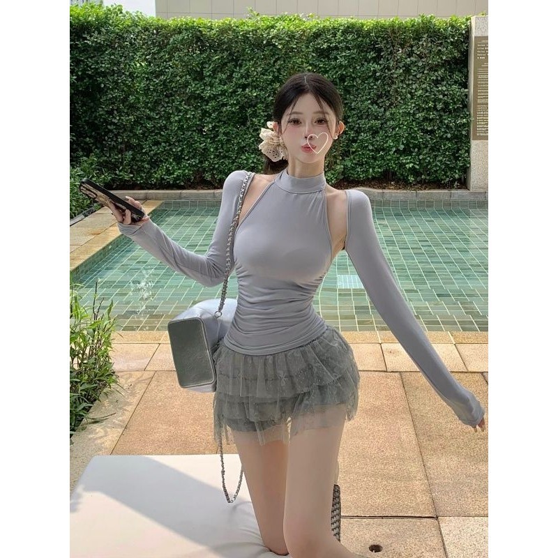 Halter Suit Women Slimmer Look Wear Shawl Long Sleeve Vest Summer Hot
