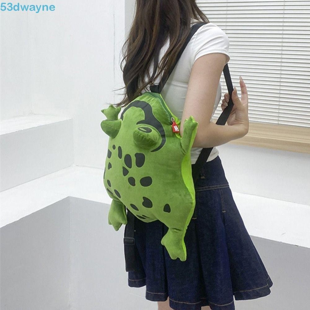 DWAYNE Plush Frog School Bag, Large Capacity Plush Toy Funny Frog ...