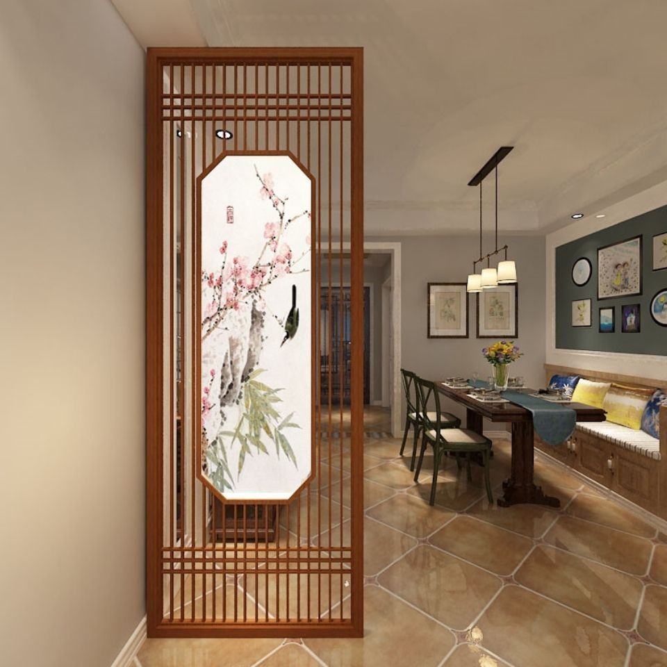 Customized New Chinese Screen Solid Wood Partition Decoration Hollow ...