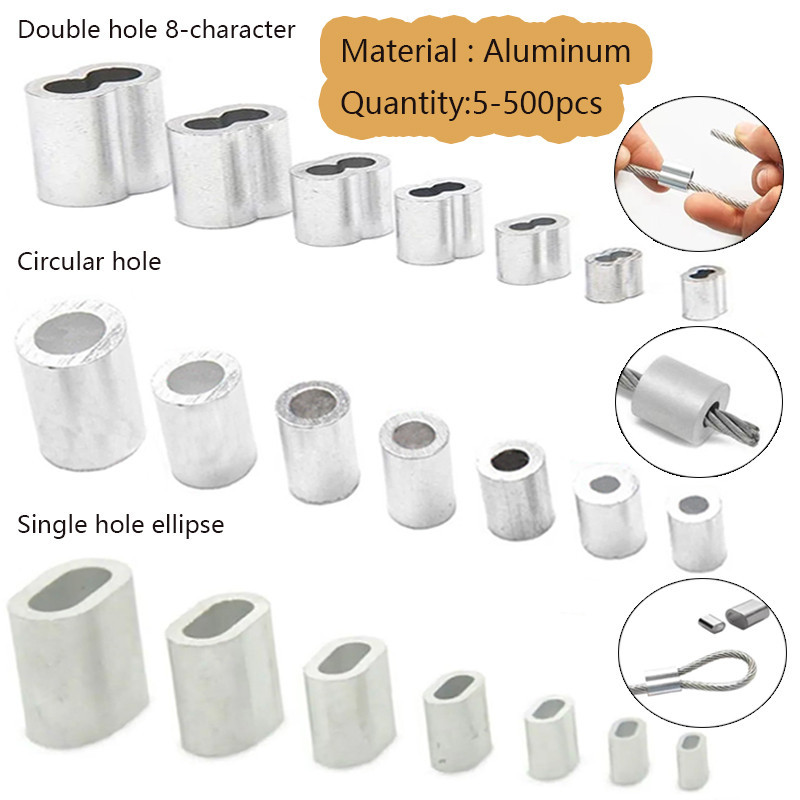 5/10/25/50/100/200/500pcs Wire rope round single hole aluminum sleeve ...
