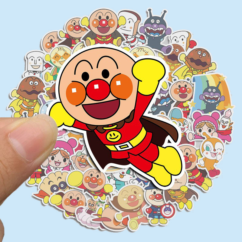 50Pcs Ampanman Cartoon Theme Stickers Cute Superman Waterproofing ...