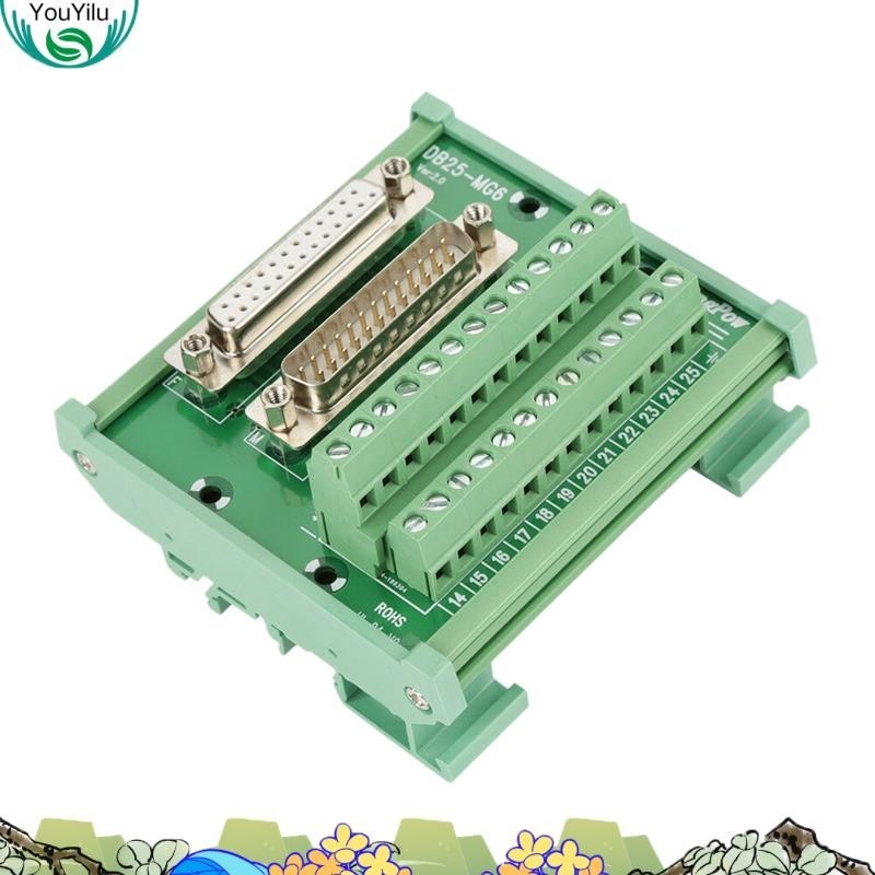 DB25 DIN Rail Mount Interface Module Male/Female Connector Breakout ...