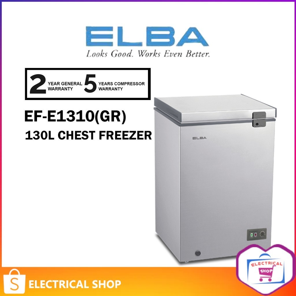 Elba 130L Chest Freezer Artico EF-E1310(GR) / EFE1310GR Mechanical ...