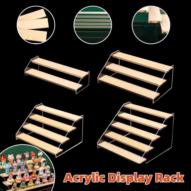 2/3/4/5 Tier Wooden Acrylic Display Stand Animation Model Riser Counter ...
