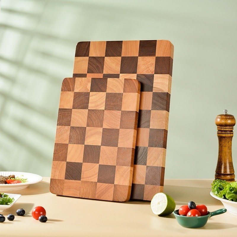 READYSTOCK Alas Potong Sayur Cutting Board Acacia Wood Checkered ...