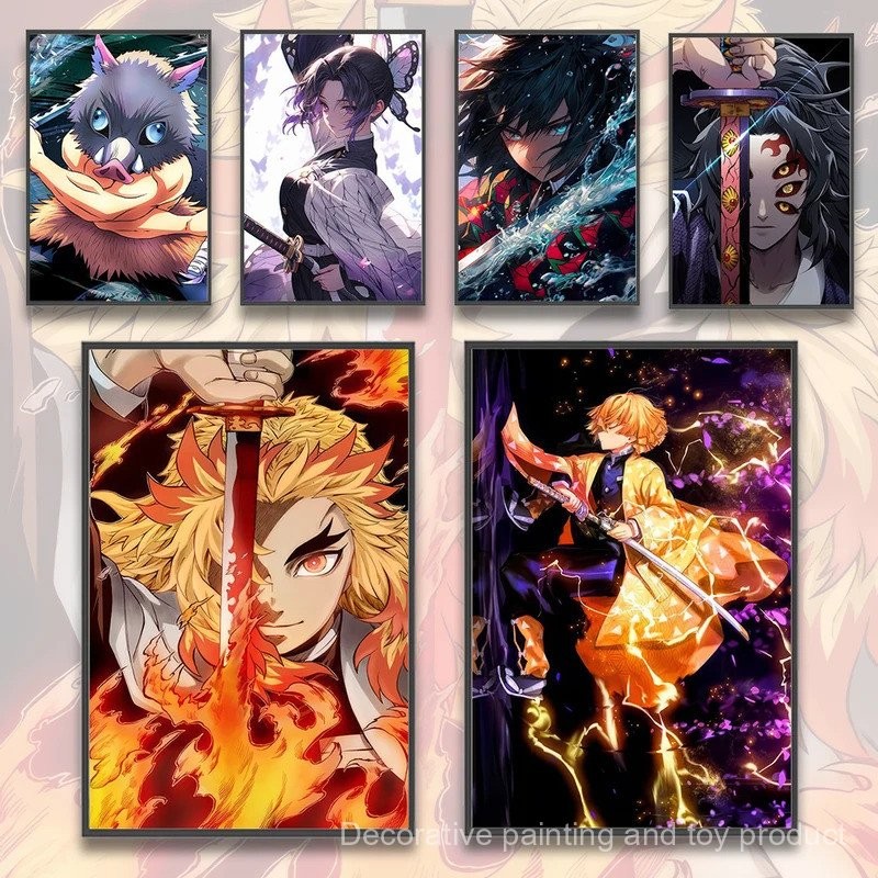 Demon Slayer Anime Poster Hasira Nezuko Agatsuma Zenitsu Inosuke Mural ...