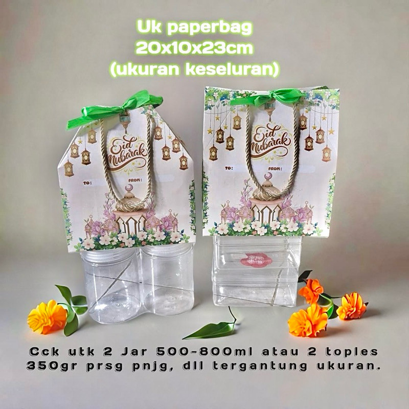 HIJAU Sasa Eid Paper Bag 2 Jars 500-800ml / Idul Fitri Dry Cake Box ...