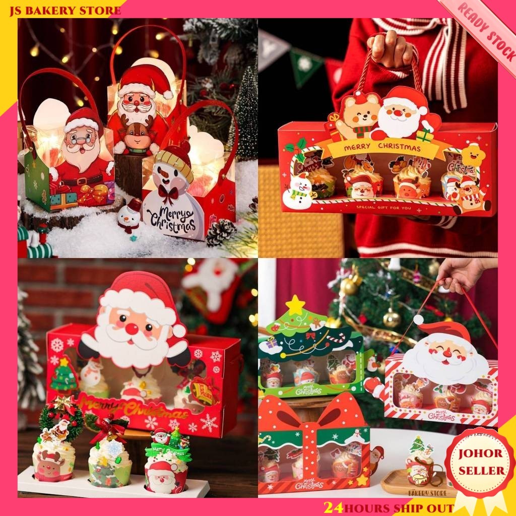 【JS Bakery Store】 Christmas Cupcake Muffin Box Xmas Apple Gift Box ...