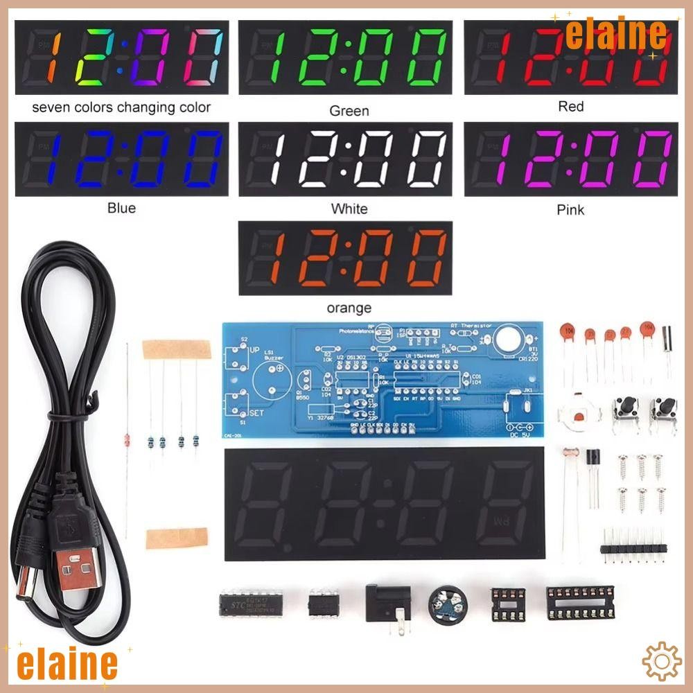 ELAINE2 Alarm Soldering Project, Colorful Temperature DIY Digital Clock ...