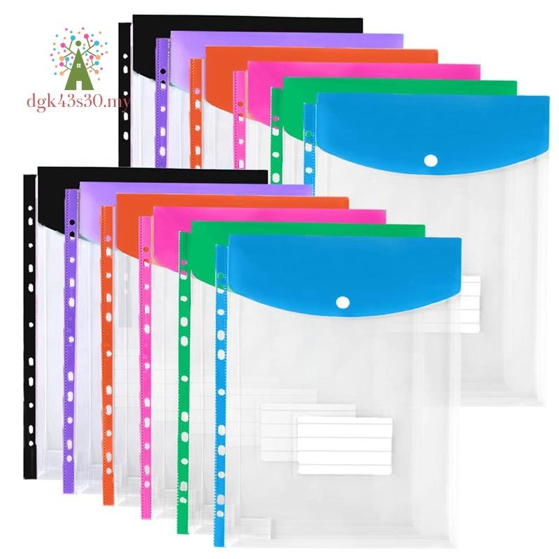 Plastic Envelopes, Binder Pockets for 3/4/11 Ring Binder, Expandable ...