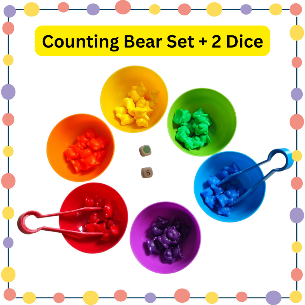 Counting Bear Color Sorting Set for kids with dice number and color ...