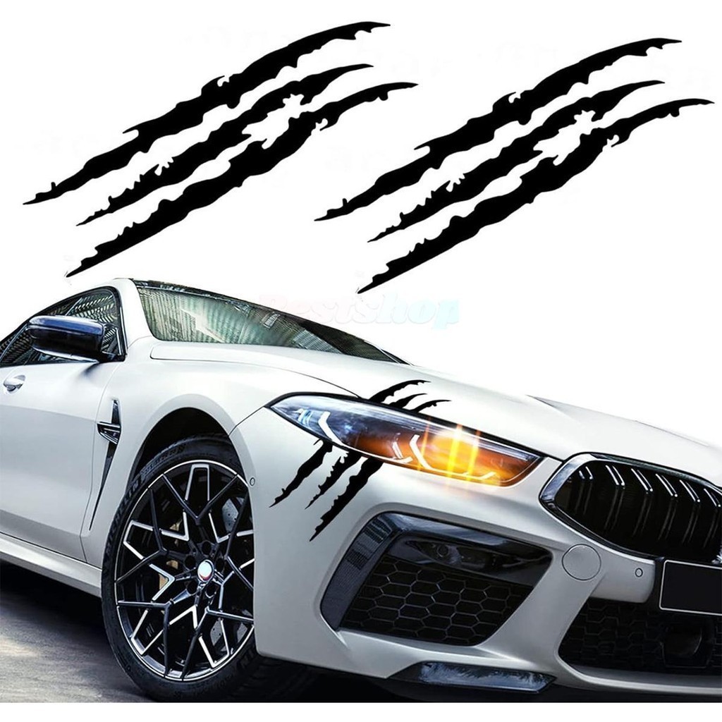 Car Sticker Claws Scratch,1/2Pcs Claw Mark Car Decal Black Claw Marks ...