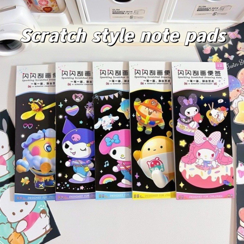 Sanrio Scratch Painting 12 Pages Cartoon Handmade Drawing Colourful ...