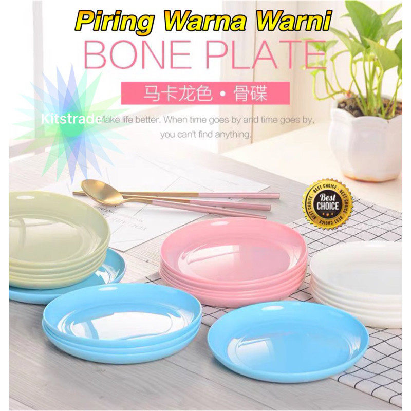 Piring Warna Warni Wheat Plate Bone Plate Snack Dish Food Grade Plastic ...
