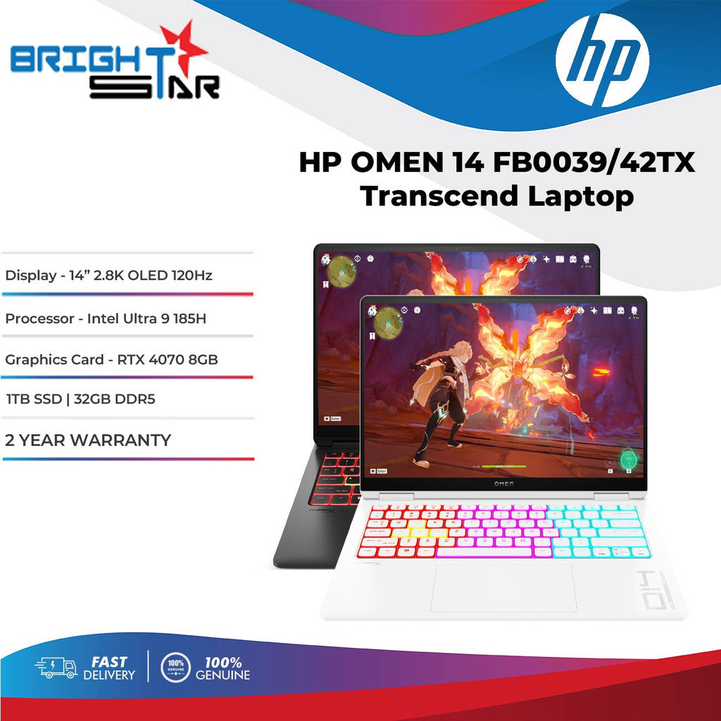 HP OMEN 14 FB0039/42TX Transcend Laptop (14" 2.8K OLED/120Hz/U9-185H ...