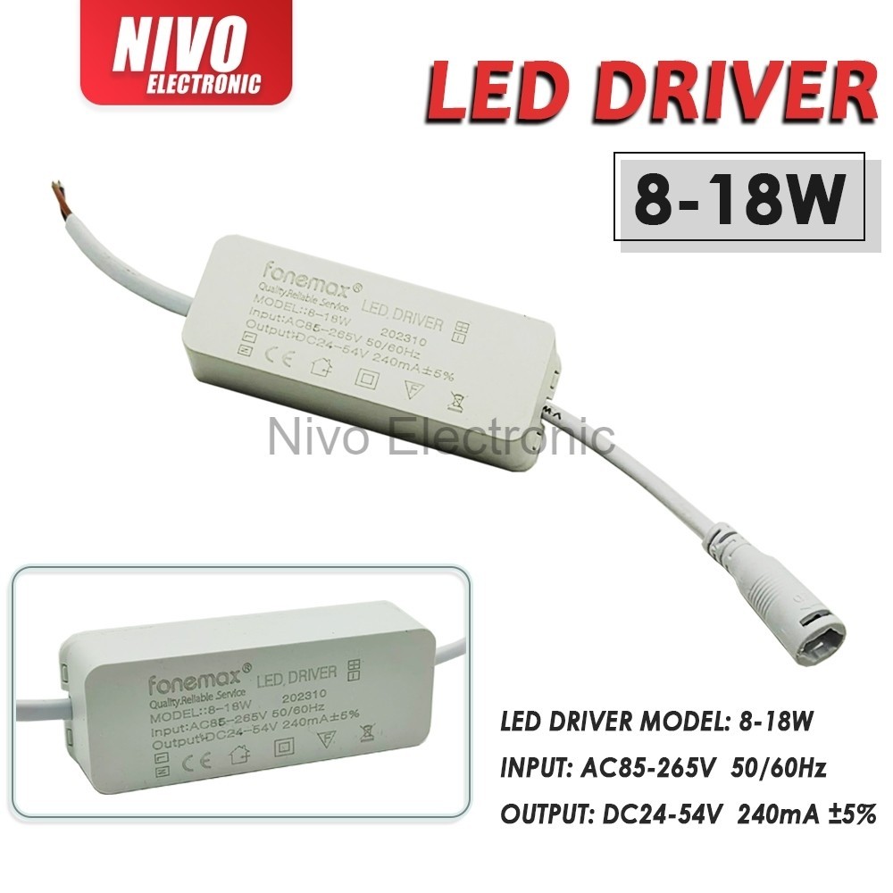 LED Driver Fonemax LED Transformer LED Adaptor 8W-18W 👍 DC24-54V 240MA ...