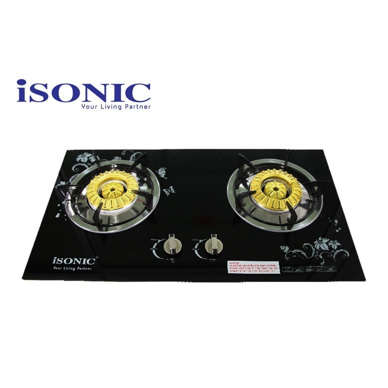 ISONIC 2 Burner Glass Gas Built In Hob Cooker Stove IGB 003 Dapur Gas ...