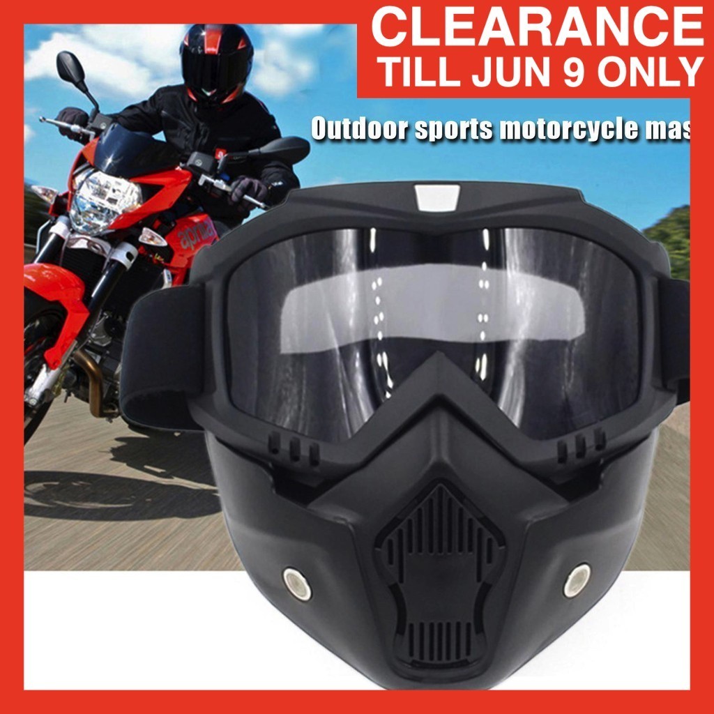 (GOGGLE + MASK) EW Detachable Uni Mask with Motorcycle Goggles and ...