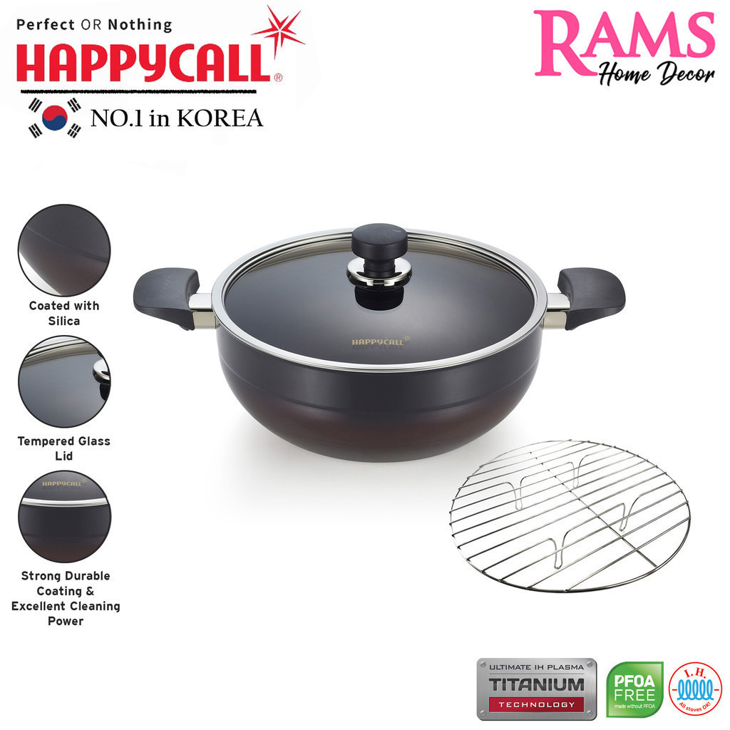 Happycall IH Ultimate Plasma Titanium 28cm Party Wok Pan with Insert / Periuk Non Stick / Periuk ...