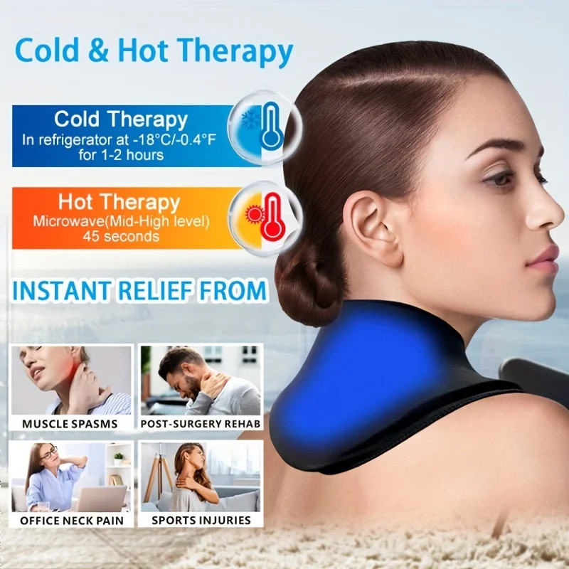 Reusable Neck Ice Pack Wrap Gel Hot Cold Compress for Neck Pain Relief ...